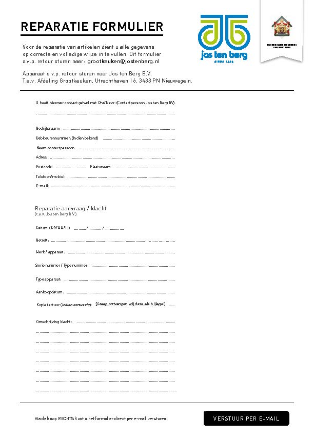 Jos ten Berg, professionele tafel- en keukenartikelen! | Jos ten Berg